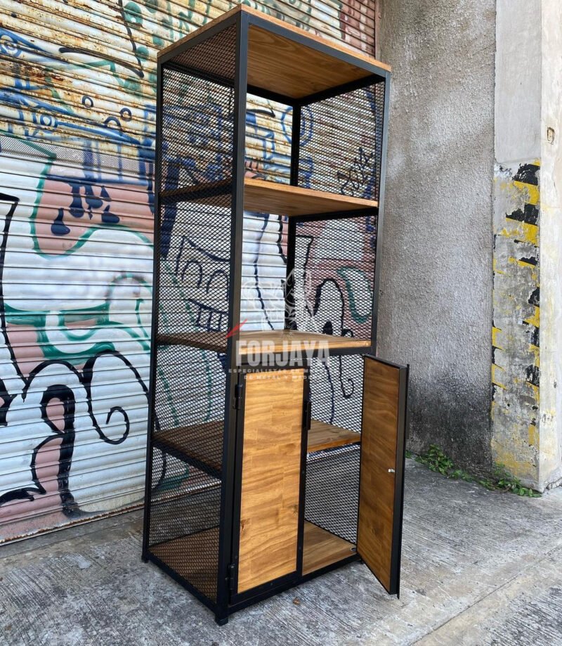 MUEBLE DE COCINA FIERRO Y MADERA ESTILO INDUSTRIAL 180x75x50CM - Forjaya.cL